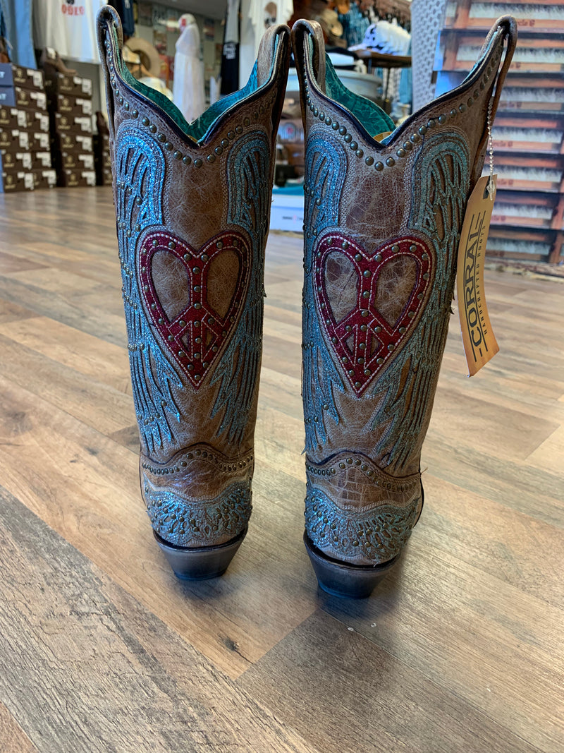 Corral Women's Heart & Wings Overlay Western Boots A4235 – Boot N Shoot